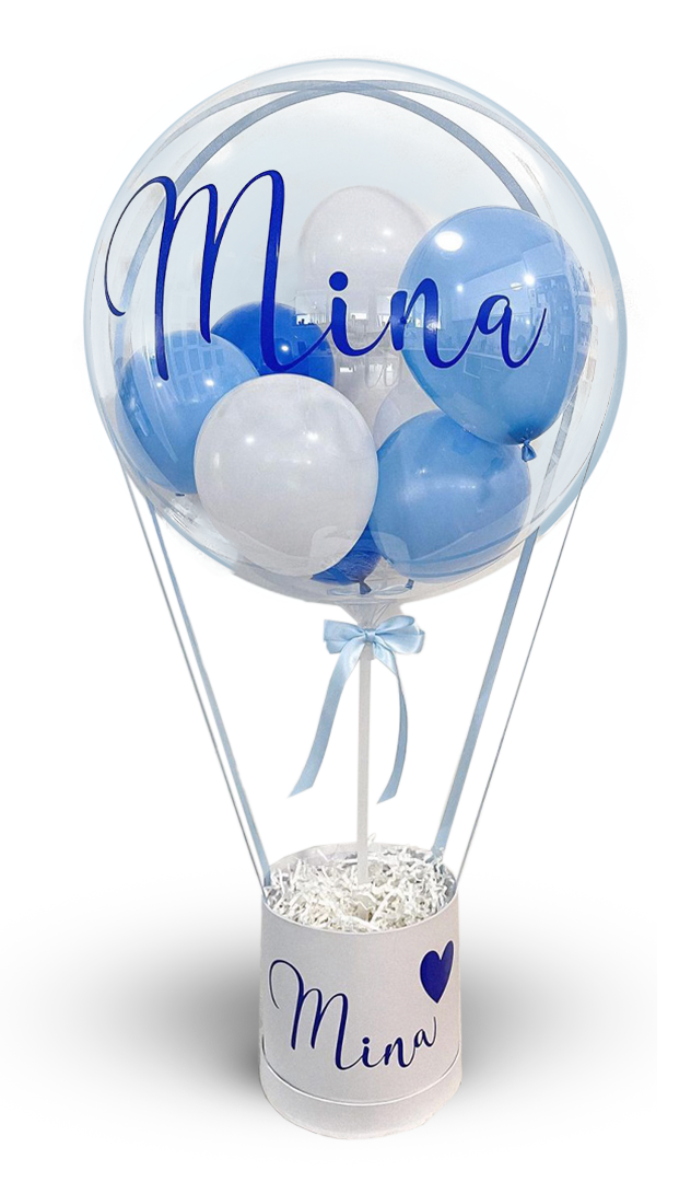 Blue & White Birthday Bobo Arrangement – Balloons Co