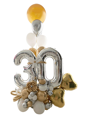 30th Silver Birthday Chrome Arrangement – Balloons Co