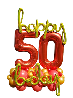Cherry Red 50th Signature Arrangement – Balloons Co