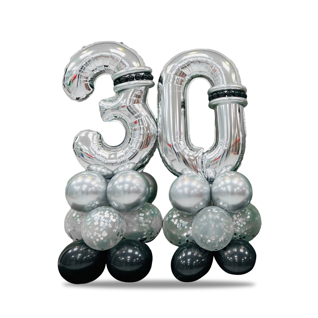 30th Silver Luxury Chrome Signature Arrangement – Balloons Co
