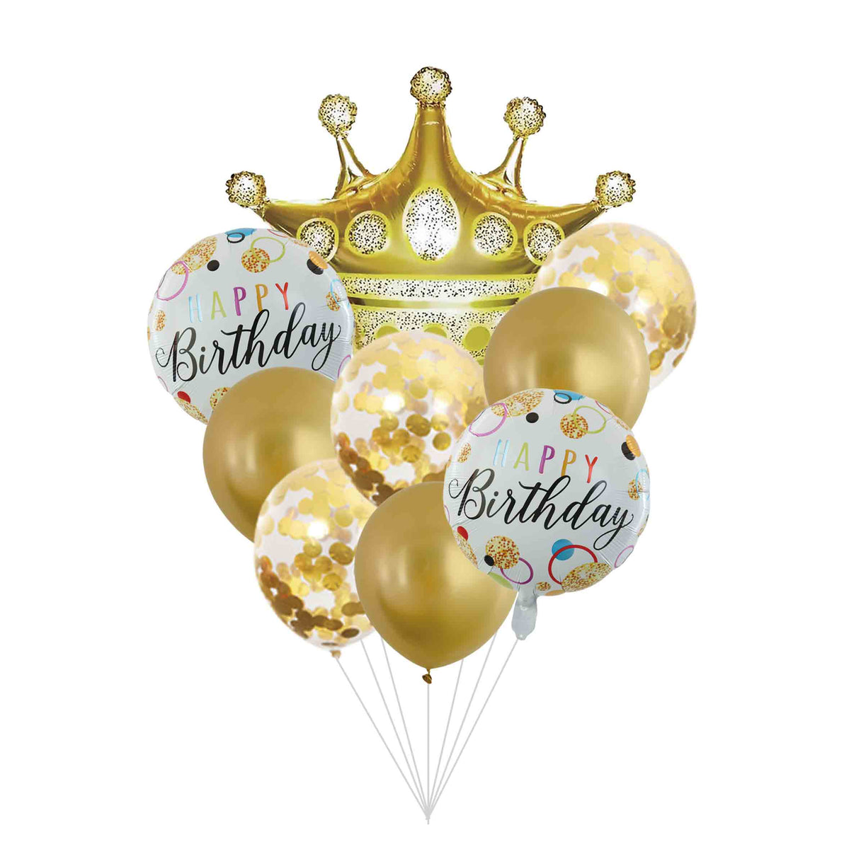 Gold Crown HBD Bouquet – Balloons Co